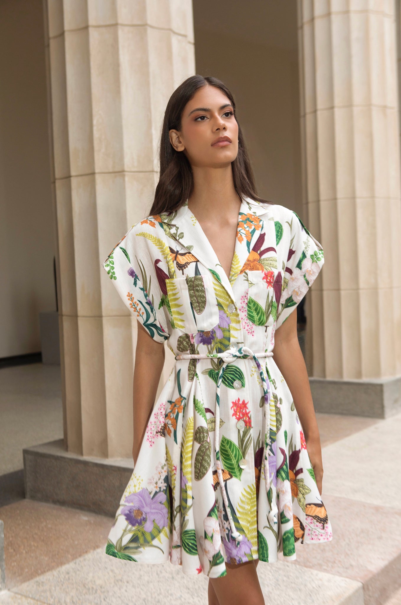 GUAYABA MINI DRESS IN JARDIN PRINT OFF WHITE – No Pise La Grama Web